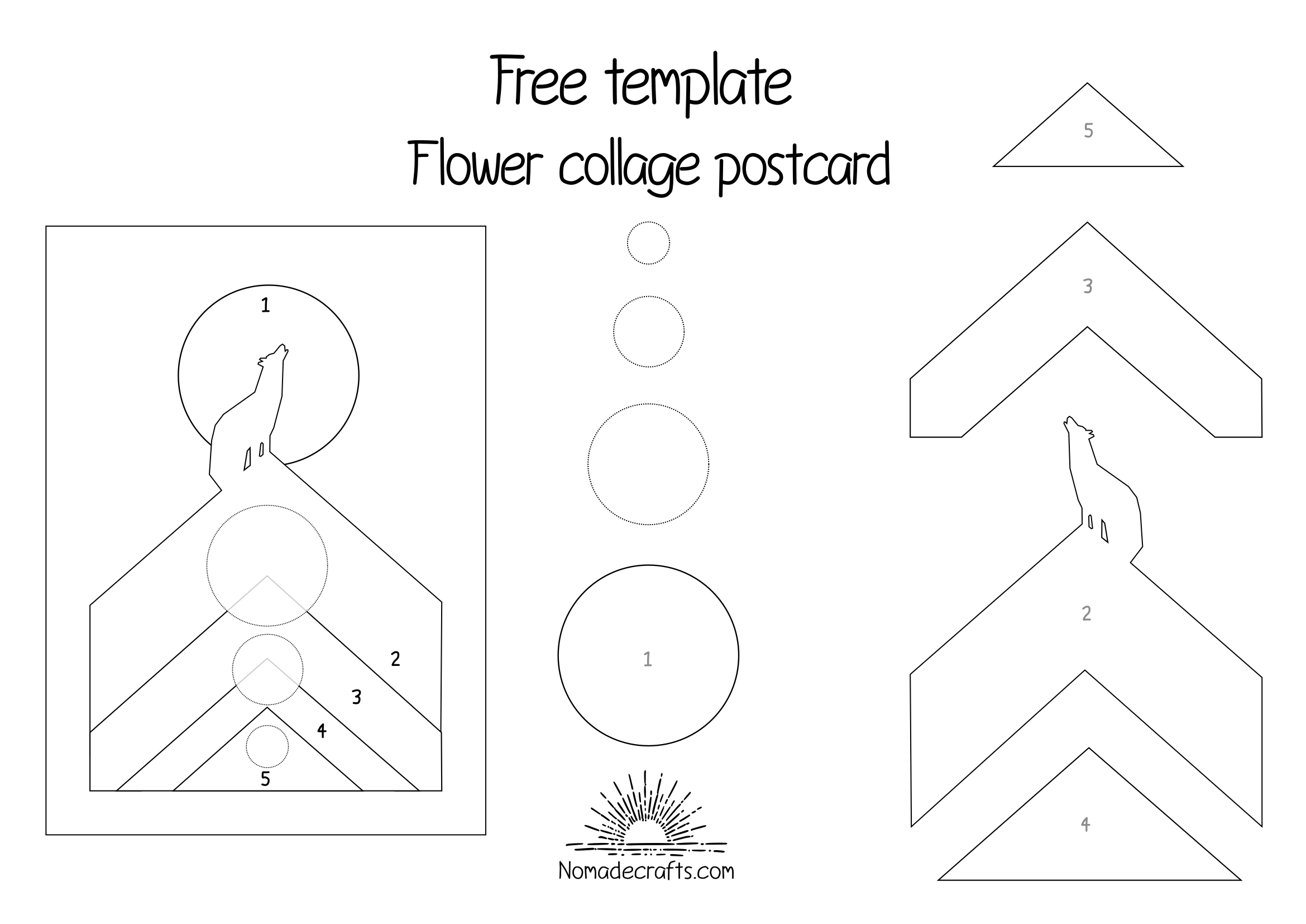 8 flower collage postcards templates | Nomade Crafts&Dreams