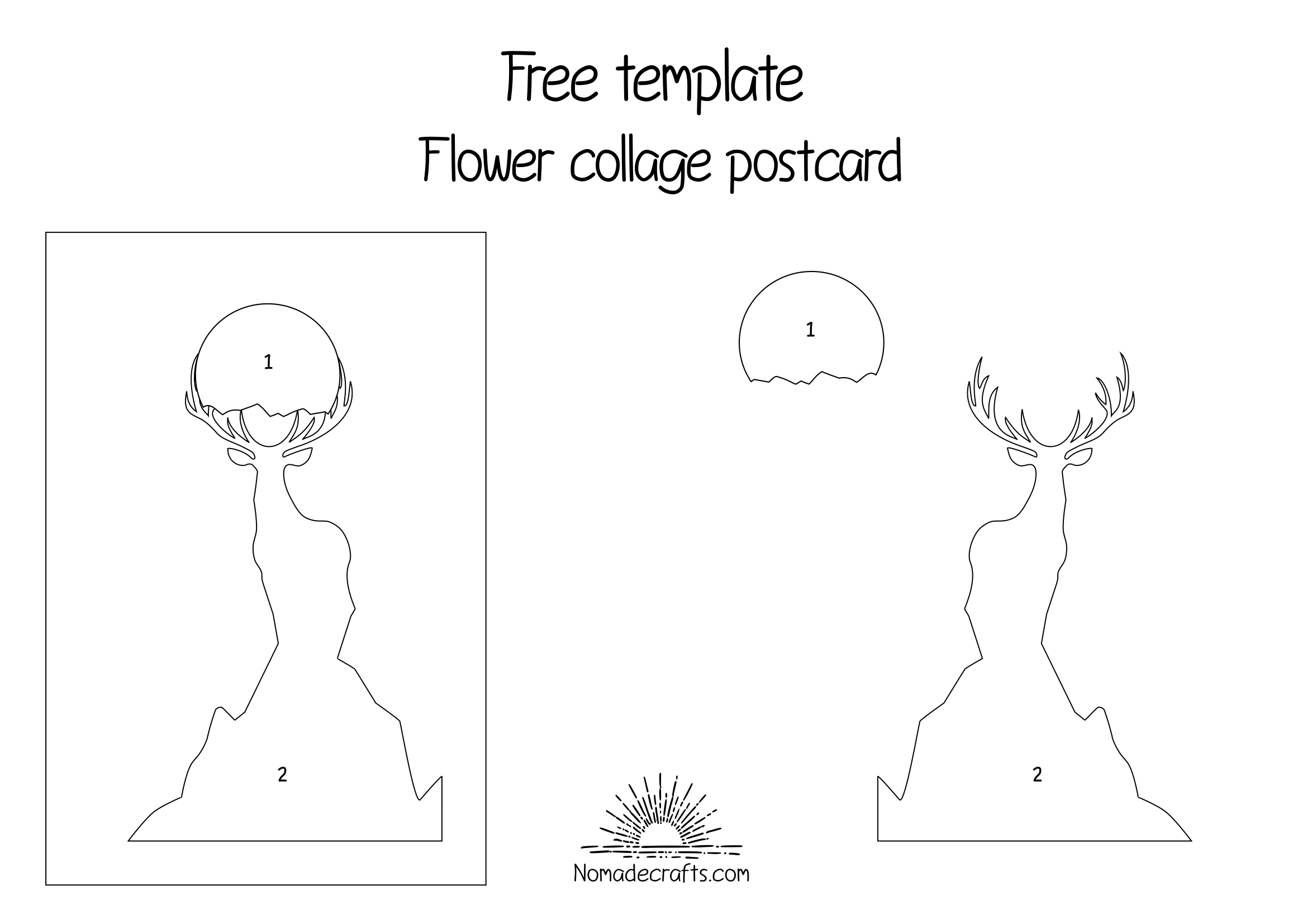 8 flower collage postcards templates | Nomade Crafts&Dreams